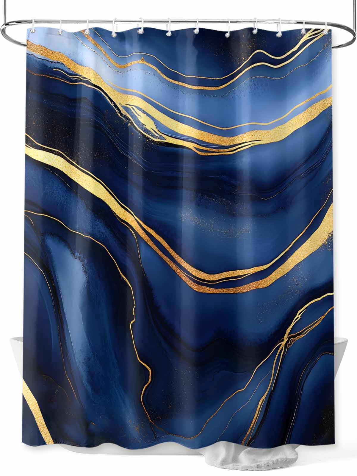 Fsddascl Marble Navy Blue Shower Curtain Set - 66" x 72" Washable ...