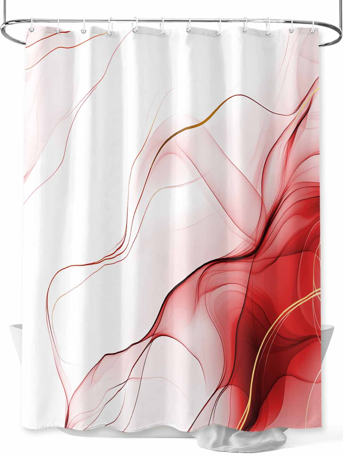Fsddascl Marble Red Shower Curtain Set - Extra Long 72" x 96" Washable ...