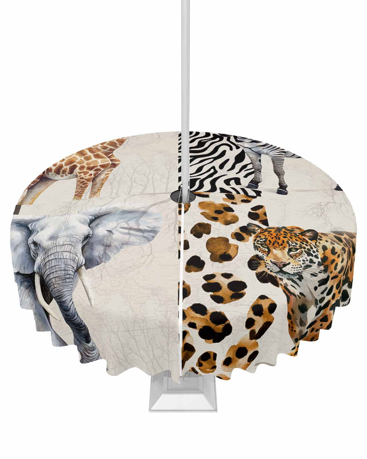 Fsddascl Modern Animals Outdoor Tablecloth - 60 Inch Round Dining Table ...