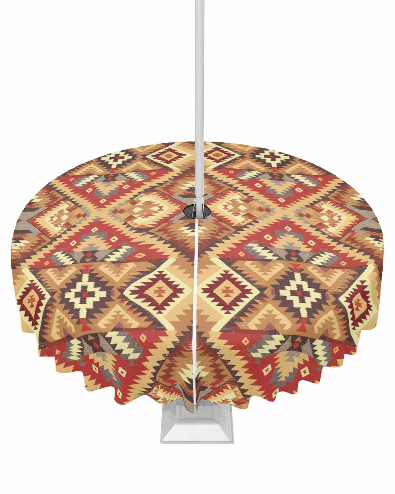 Fsddascl Modern Geometric Outdoor Tablecloth - 60 Inch Round Dining Table Cover, Southwest ...