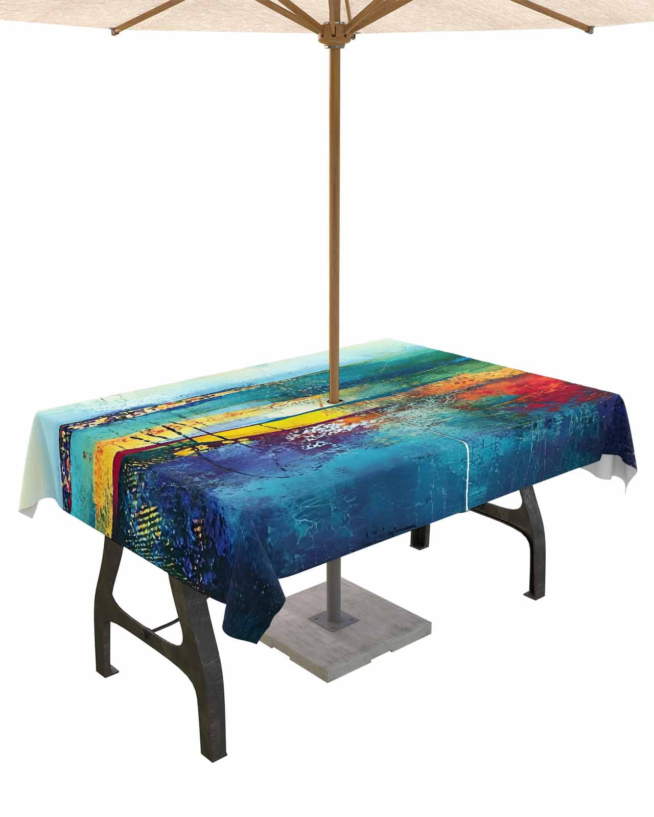 Fsddascl Modern Oil Painting Outdoor Tablecloth - 60x102 Inch Rectangle ...
