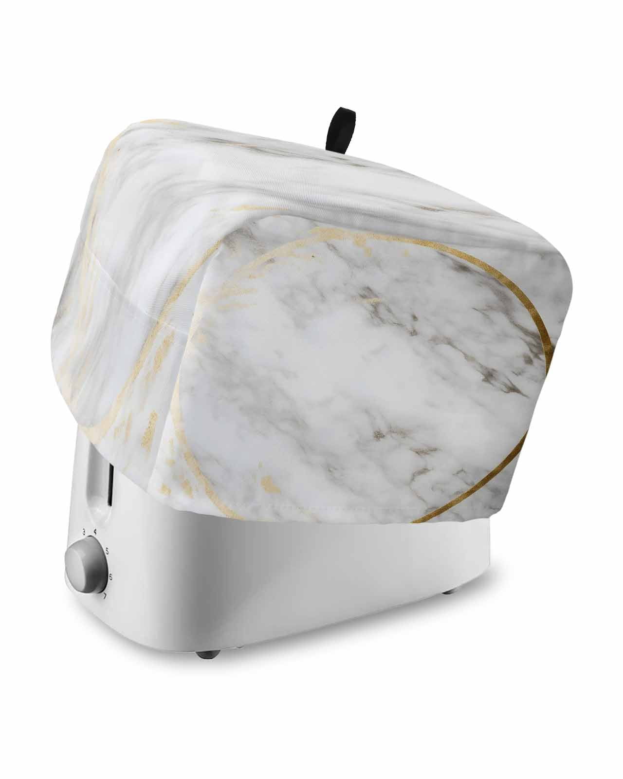 Fsddascl Modern White Marble Small Toaster Cover 2 Slice, Kitchen ...