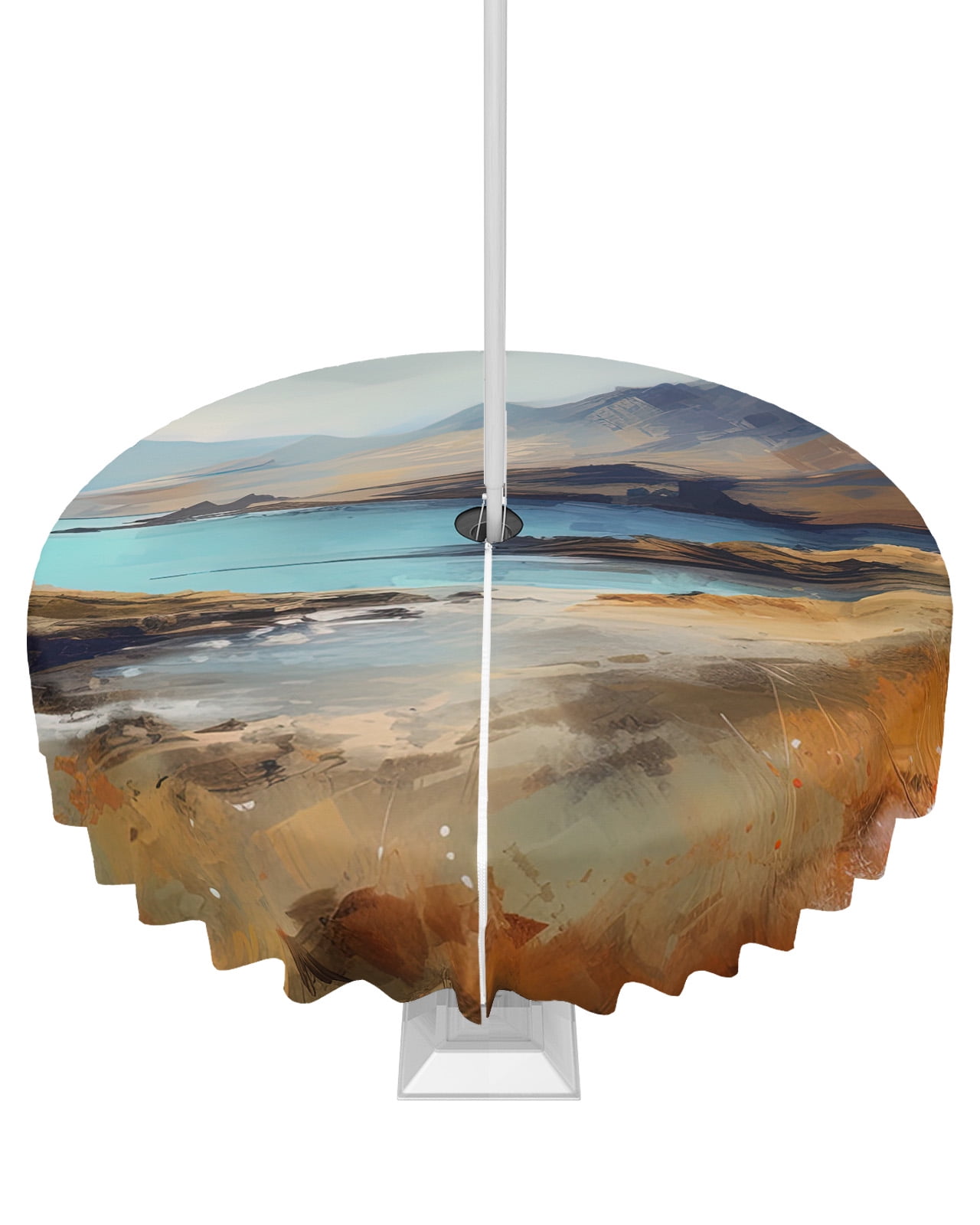 Fsddascl Mountain Outdoor Tablecloth - 60 Inch Round Dining Table Cover ...