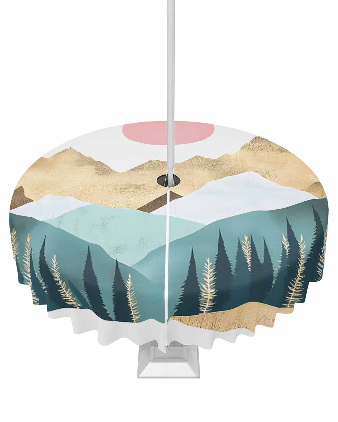 Fsddascl Mountain Tree Outdoor Tablecloth - 54 Inch Round Dining Table ...