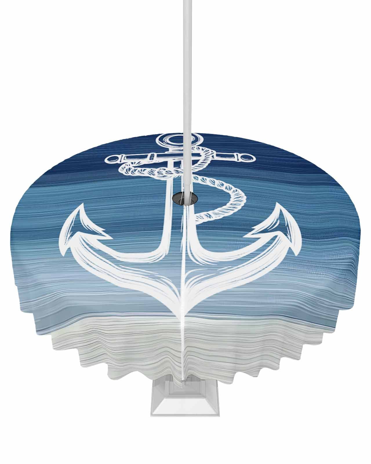 Fsddascl Nautical Anchor Navy Blue Outdoor Tablecloth - 54 Inch Round ...