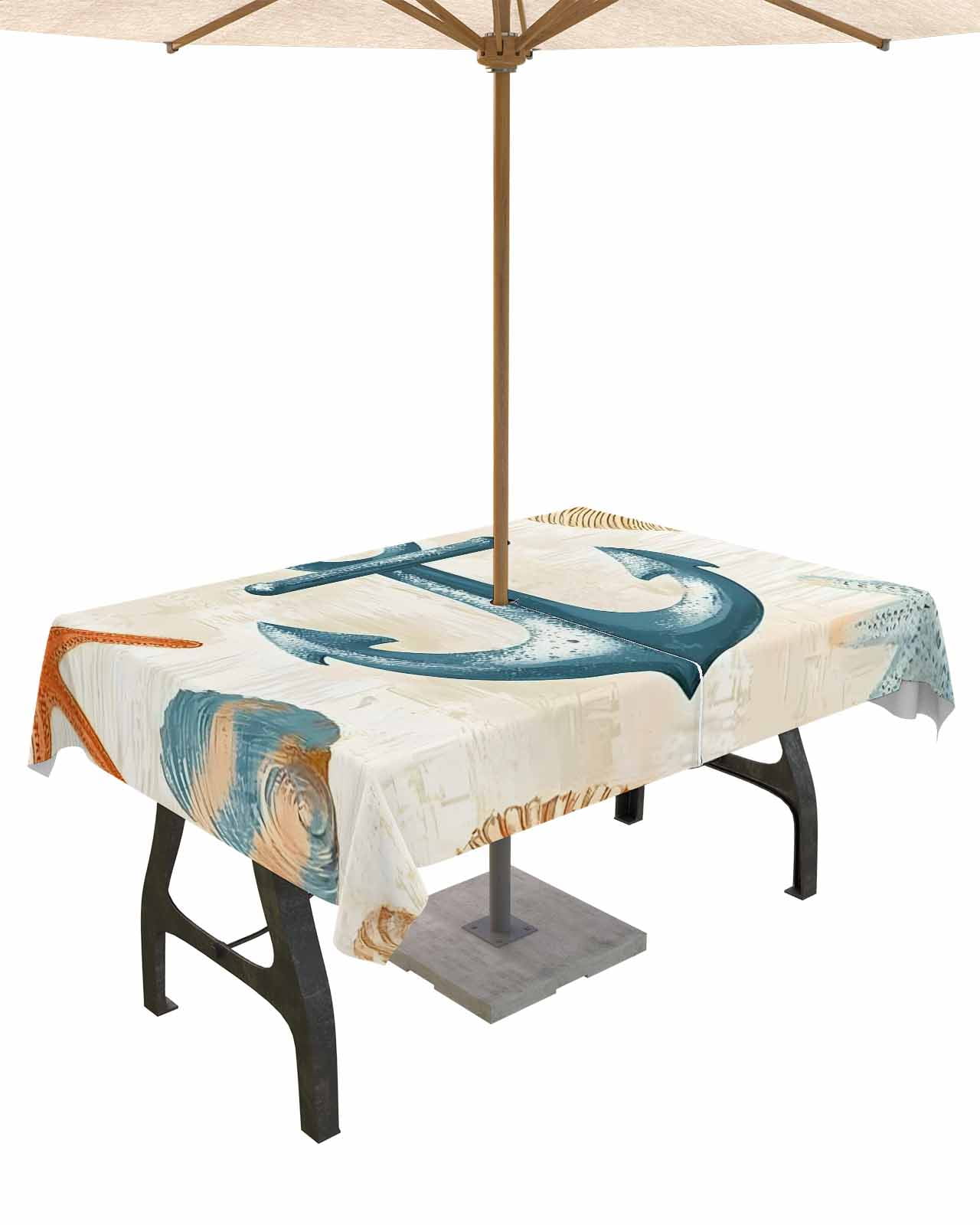 Fsddascl Nautical Anchor Outdoor Tablecloth - 60x84 Inch Rectangle ...