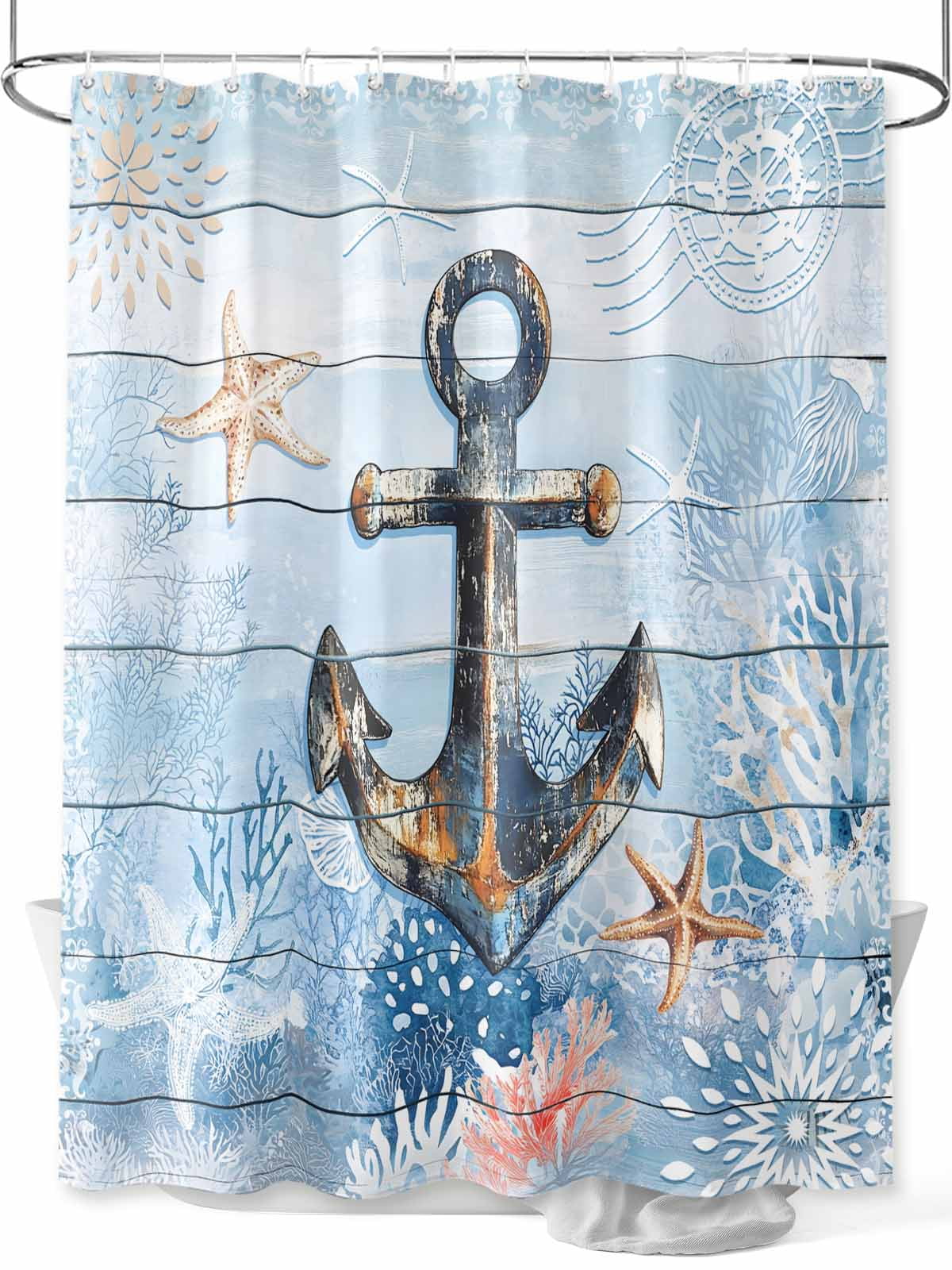 Fsddascl Nautical Anchor Shower Curtain Set - Standard 72" x 72 ...