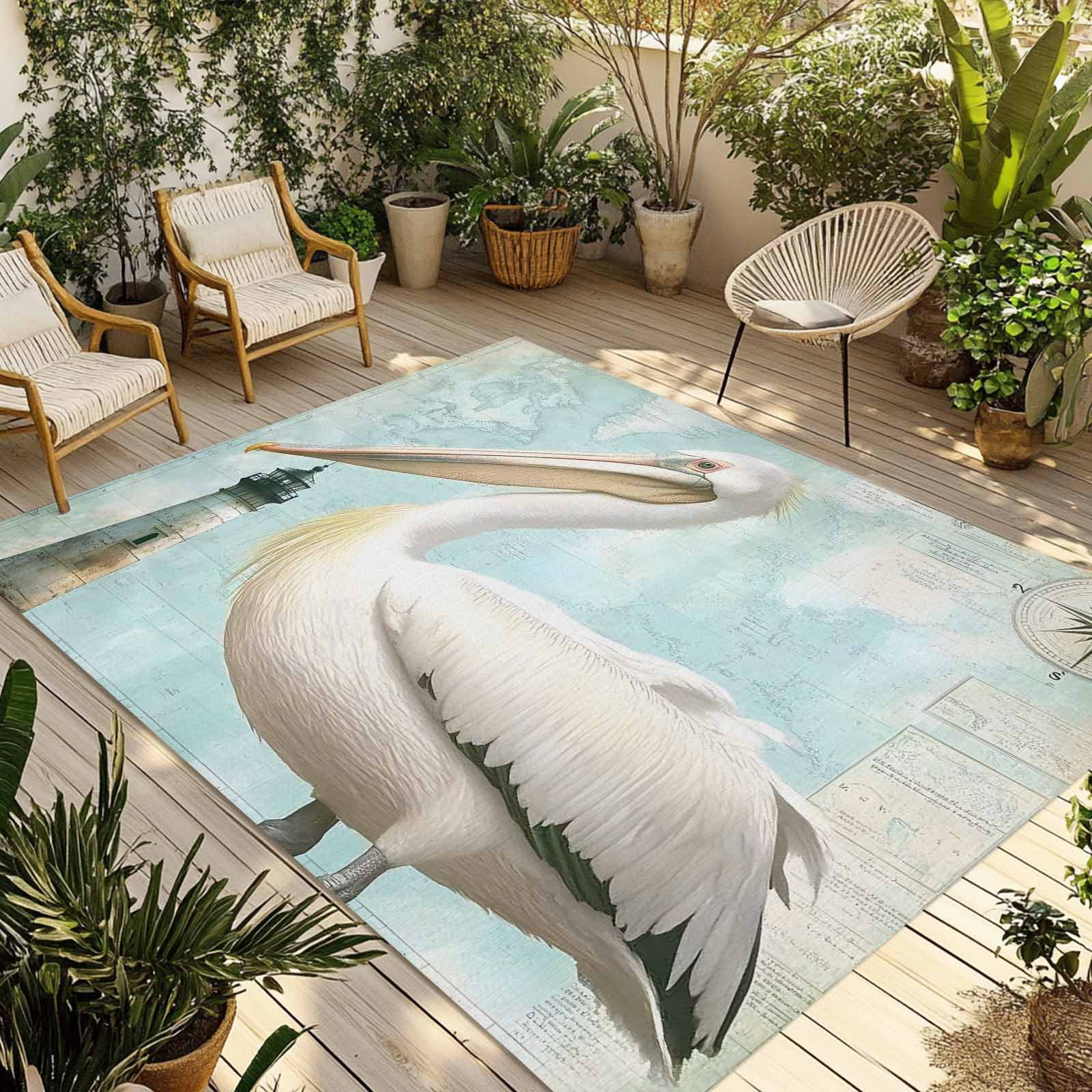 Fsddascl Nautical Coastal Outdoor Rug for Patio/Deck/Porch, Non-Slip ...