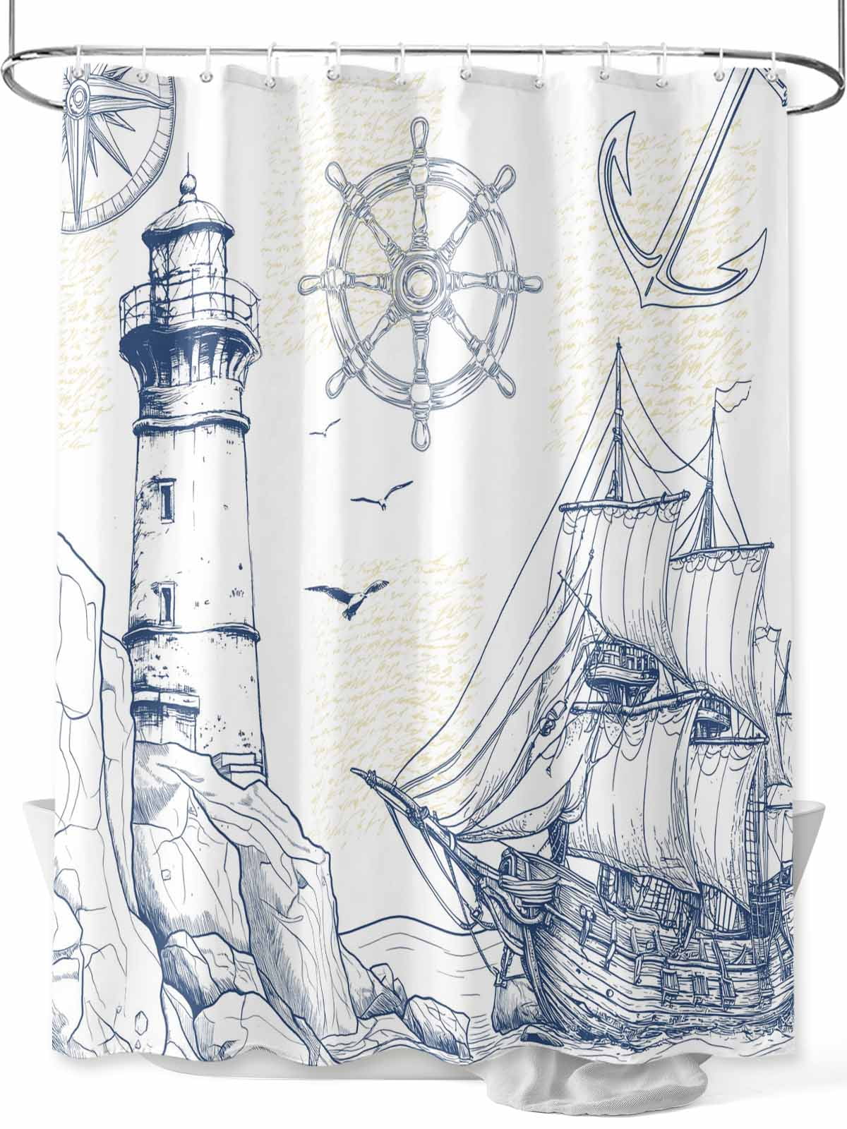 Fsddascl Nautical Ship Lighthouse Shower Curtain Set - 48" x 72 ...
