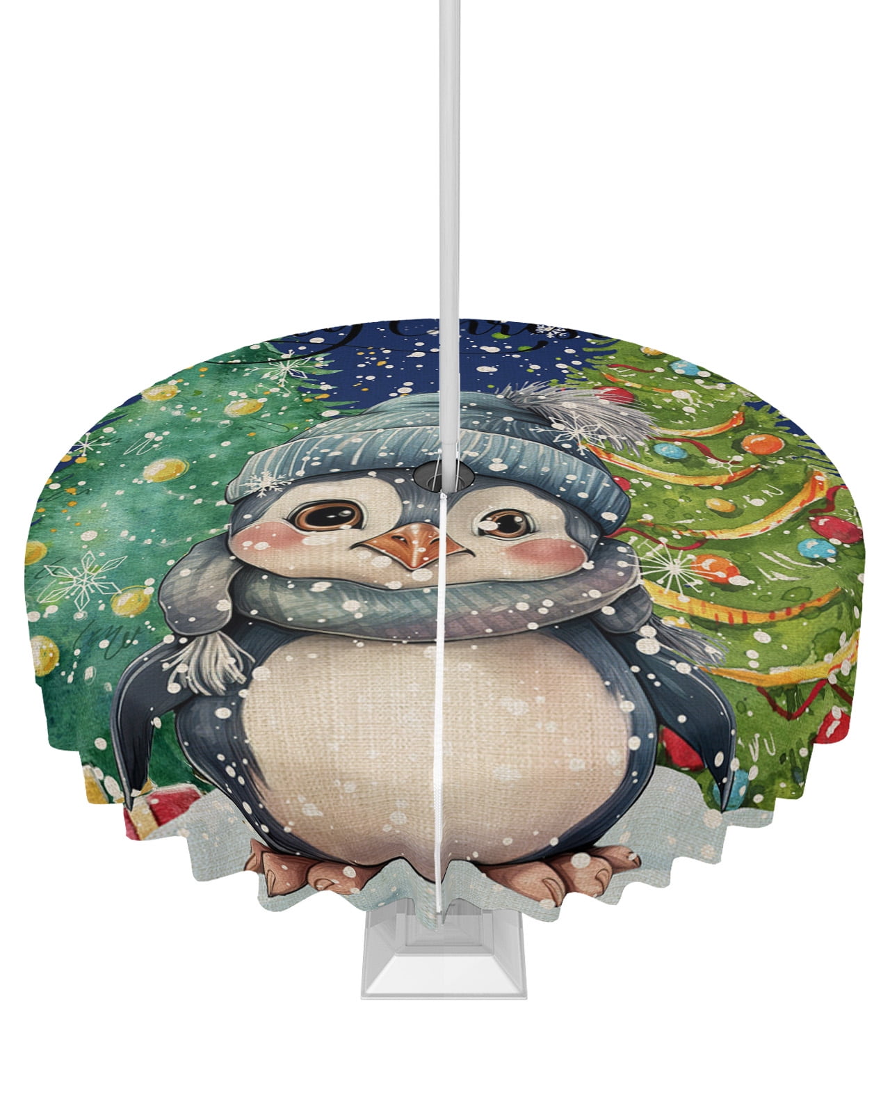 Fsddascl Navy Blue Christmas Penguins Outdoor Tablecloth - 54 Inch ...