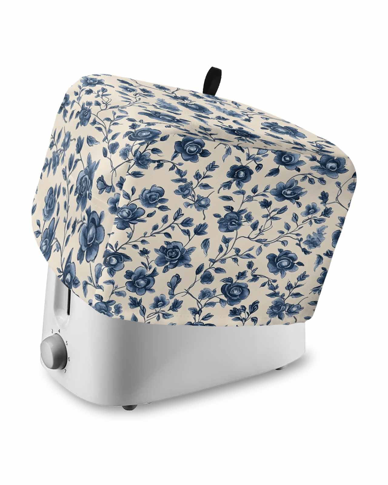 Fsddascl Navy Blue Floral Toaster Cover 4 Slice, Large Kitchen Appliance Covers, Spring Vintage ...