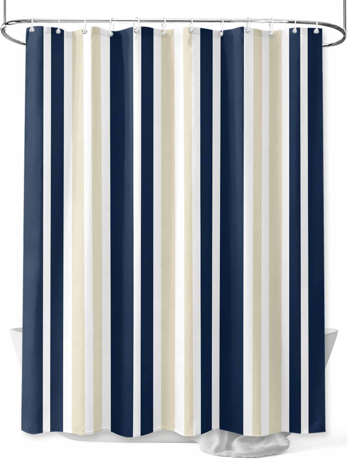 Fsddascl Navy Blue Khaki Striped Shower Curtain Set - 72" x 78 ...