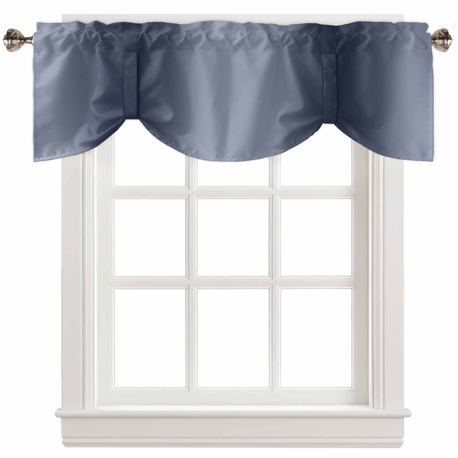 Fsddascl Navy Blue Ombre Tie Up Valance Curtains for Windows, Kitchen ...