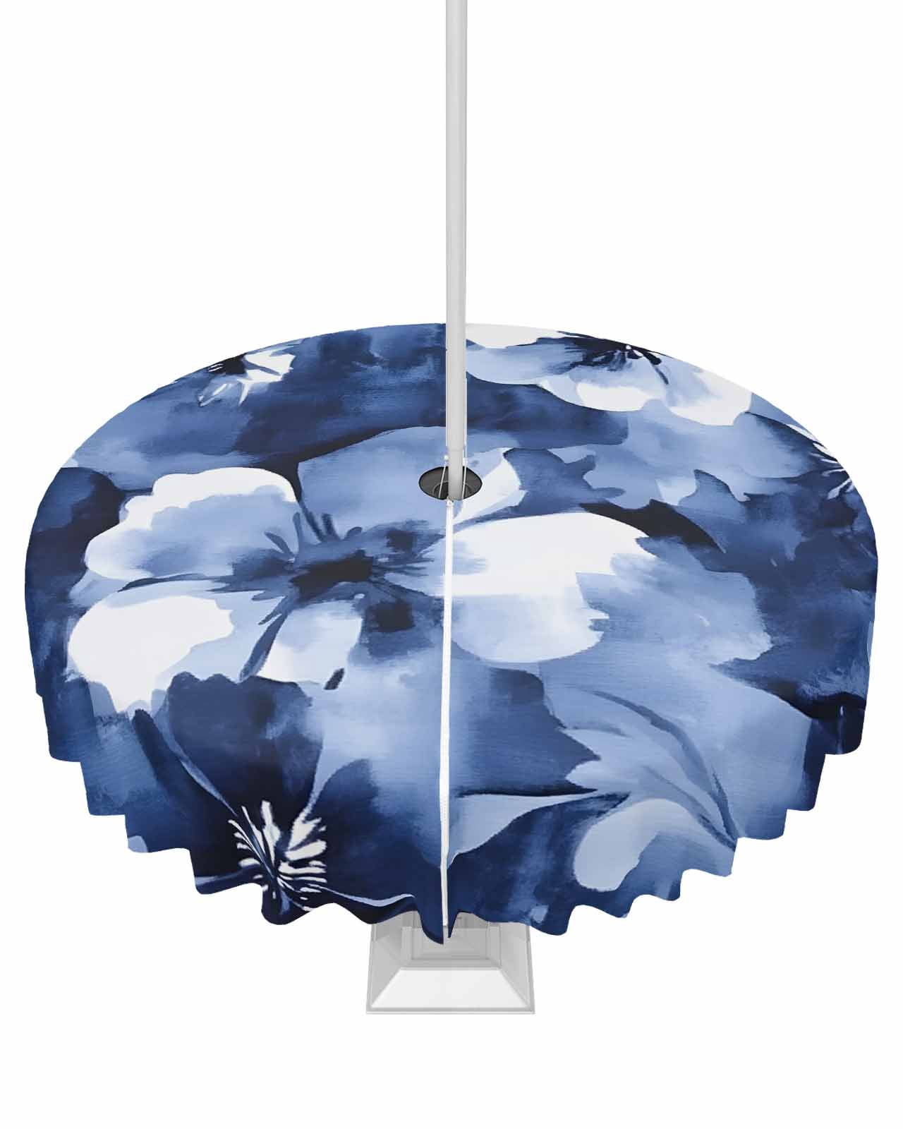 Fsddascl Navy Blue Spring Floral Outdoor Tablecloth - 54 Inch Round ...