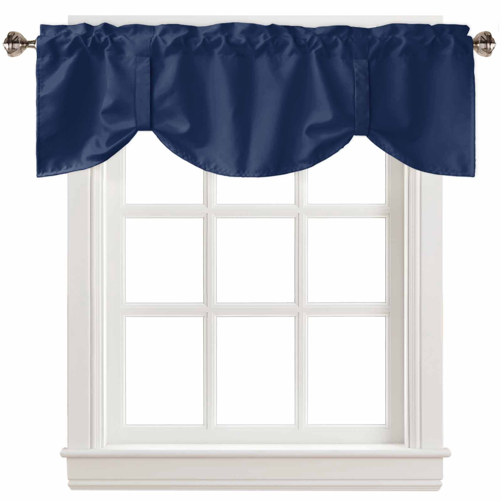 Fsddascl Navy Blue Tie Up Valance Curtains for Windows, Kitchen ...