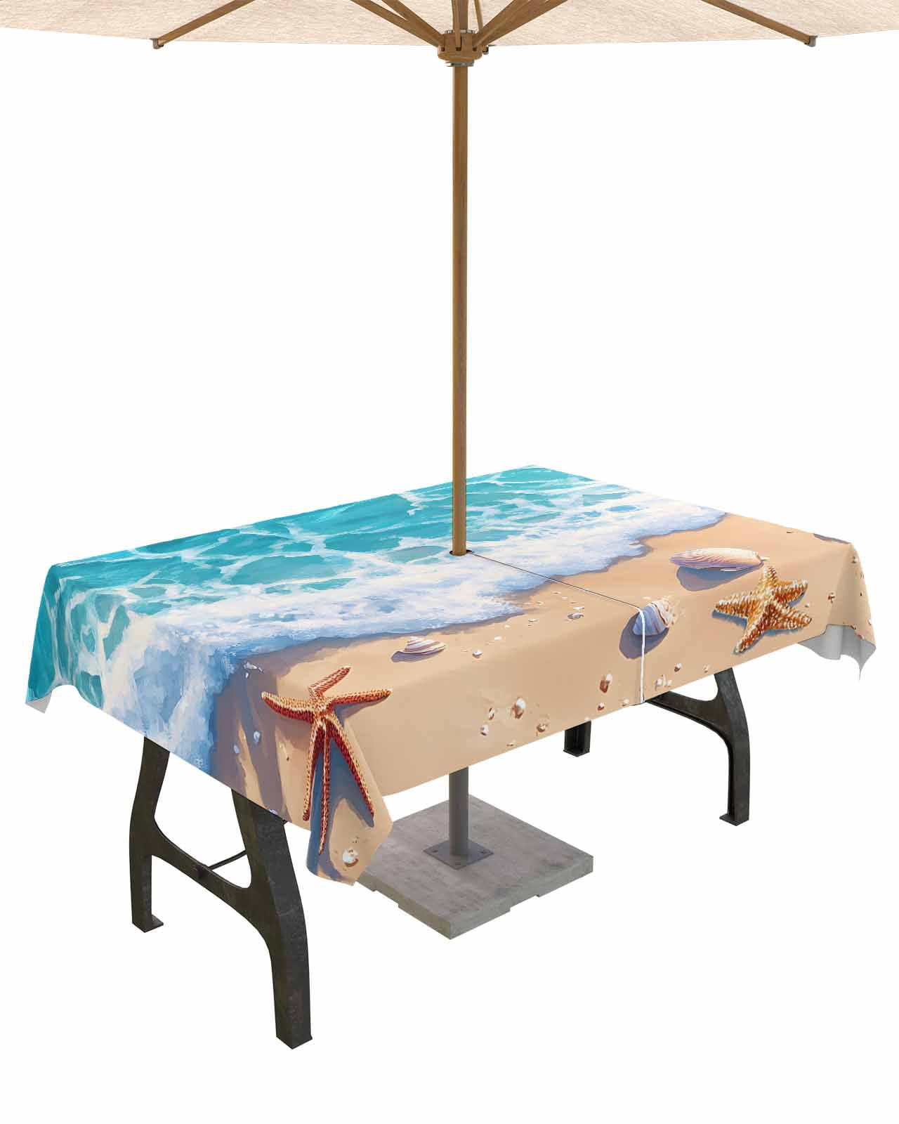 Fsddascl Ocean Beach Outdoor Tablecloth - 52x70 Inch Rectangle Dining ...