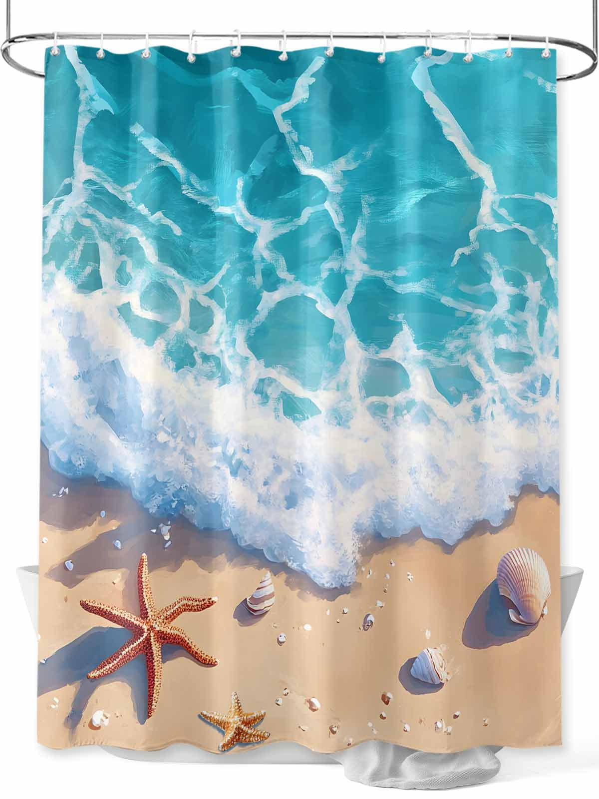 Fsddascl Ocean Beach Shower Curtain Set - 48" x 72" Washable Bathtub ...