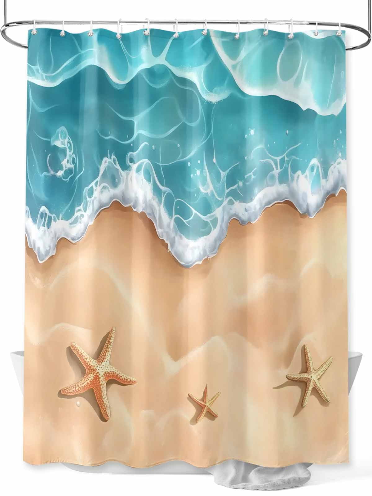Fsddascl Ocean Beach Shower Curtain Set - 48" x 72" Washable Bathtub ...