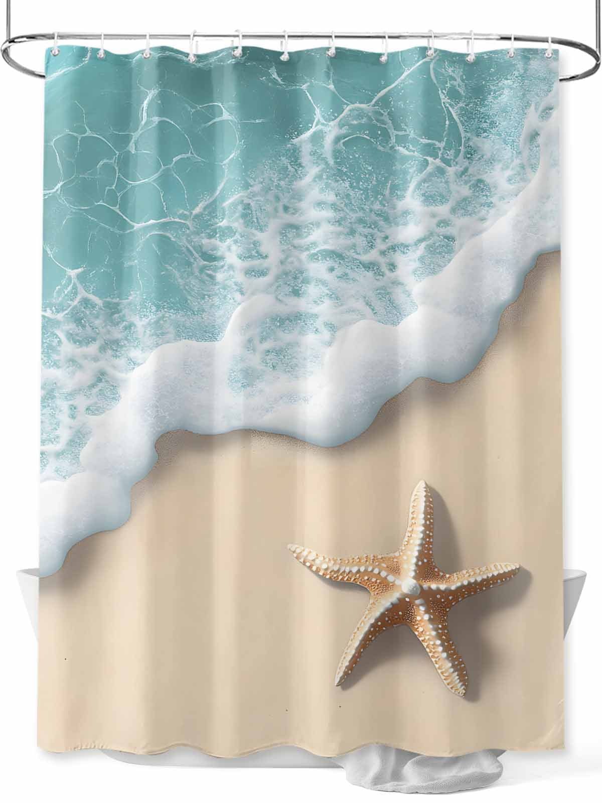 Fsddascl Ocean Coastal Shower Curtain Set - 36" x 78" Washable Bathtub ...