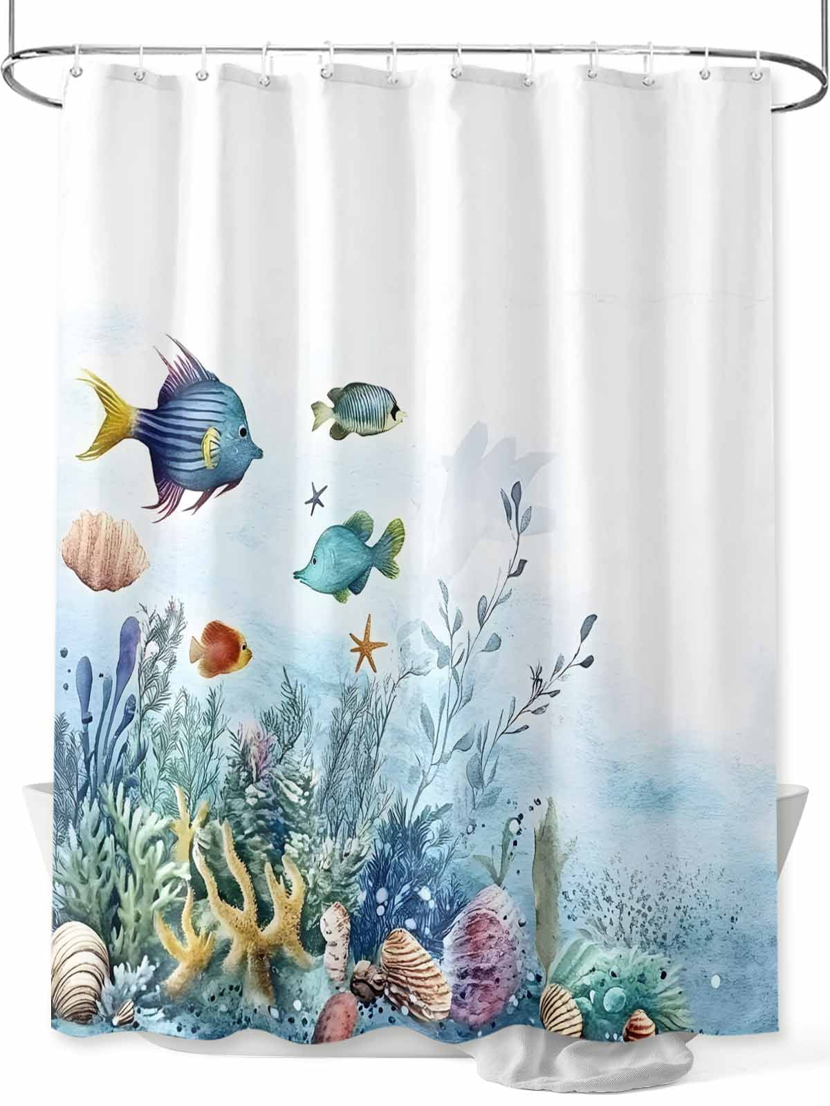 Fsddascl Ocean Coastal Shower Curtain Set - 72" x 78" Washable Bathtub ...