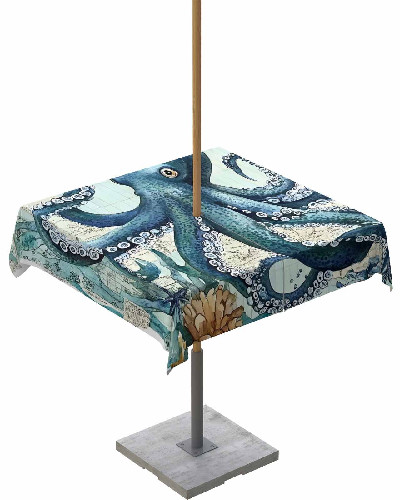 Fsddascl Ocean Octopus Outdoor Tablecloth - 60x60 Inch Square Dining ...
