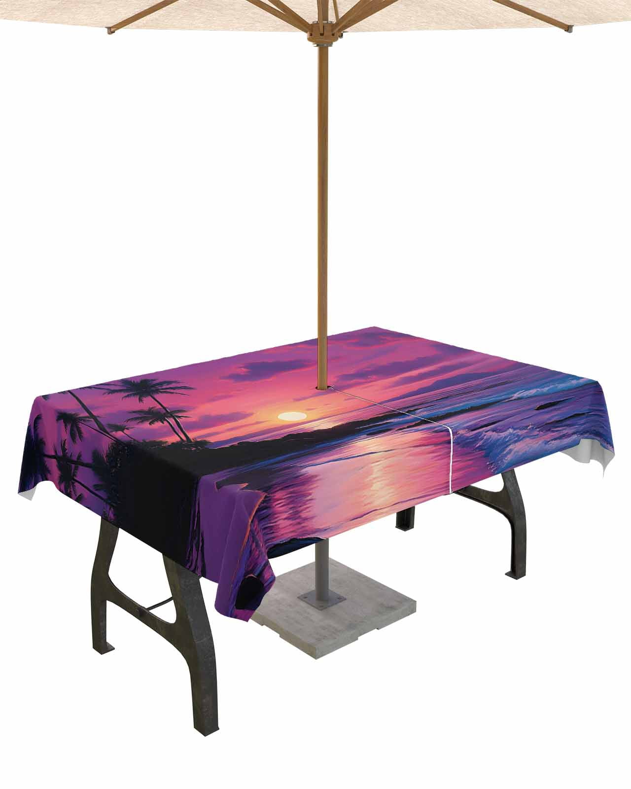 Fsddascl Ocean Sunset Outdoor Tablecloth - 60x102 Inch Rectangle Dining ...