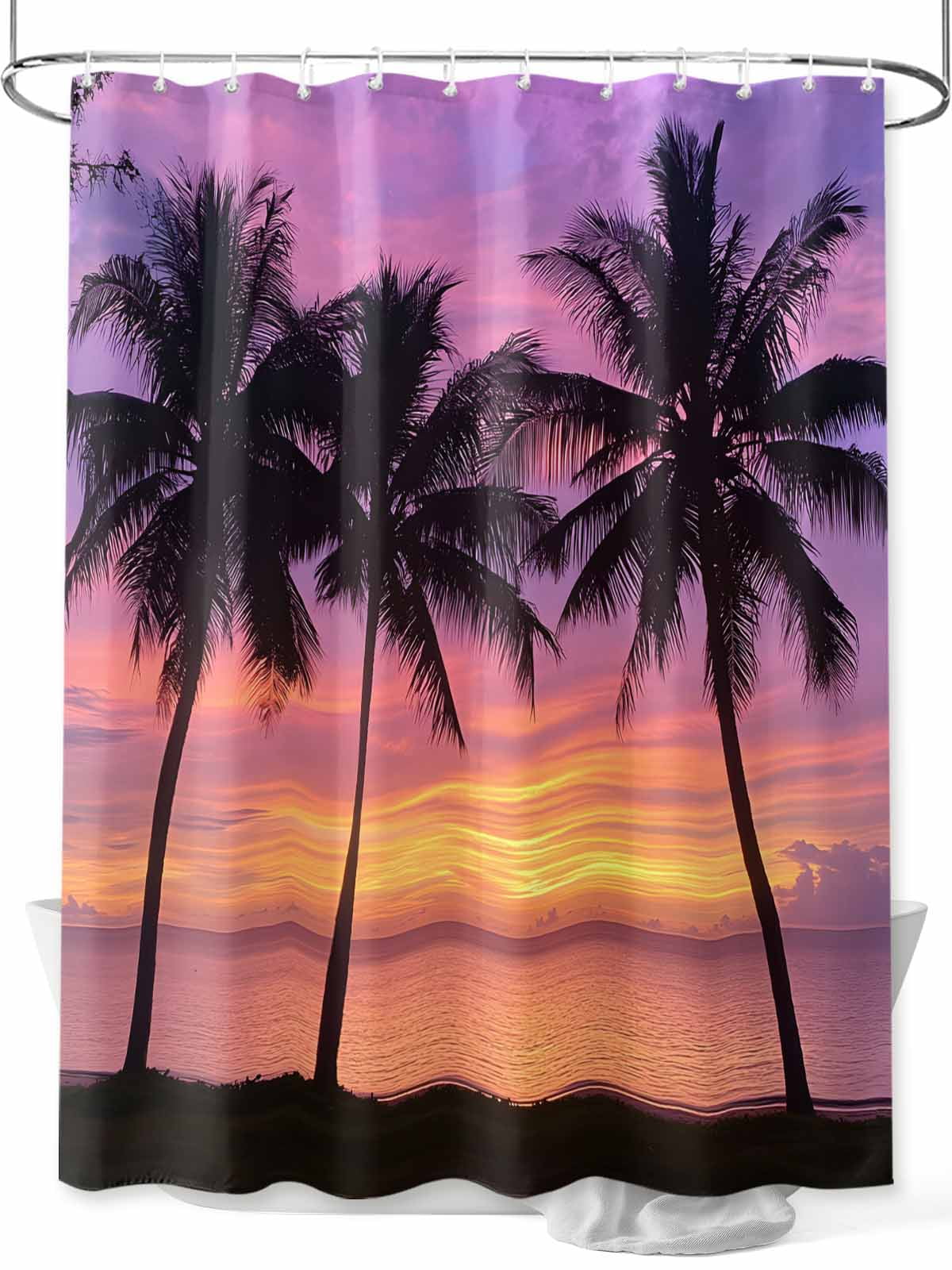 Fsddascl Ocean Sunset Shower Curtain Set - 66" x 72" Washable Bathtub ...