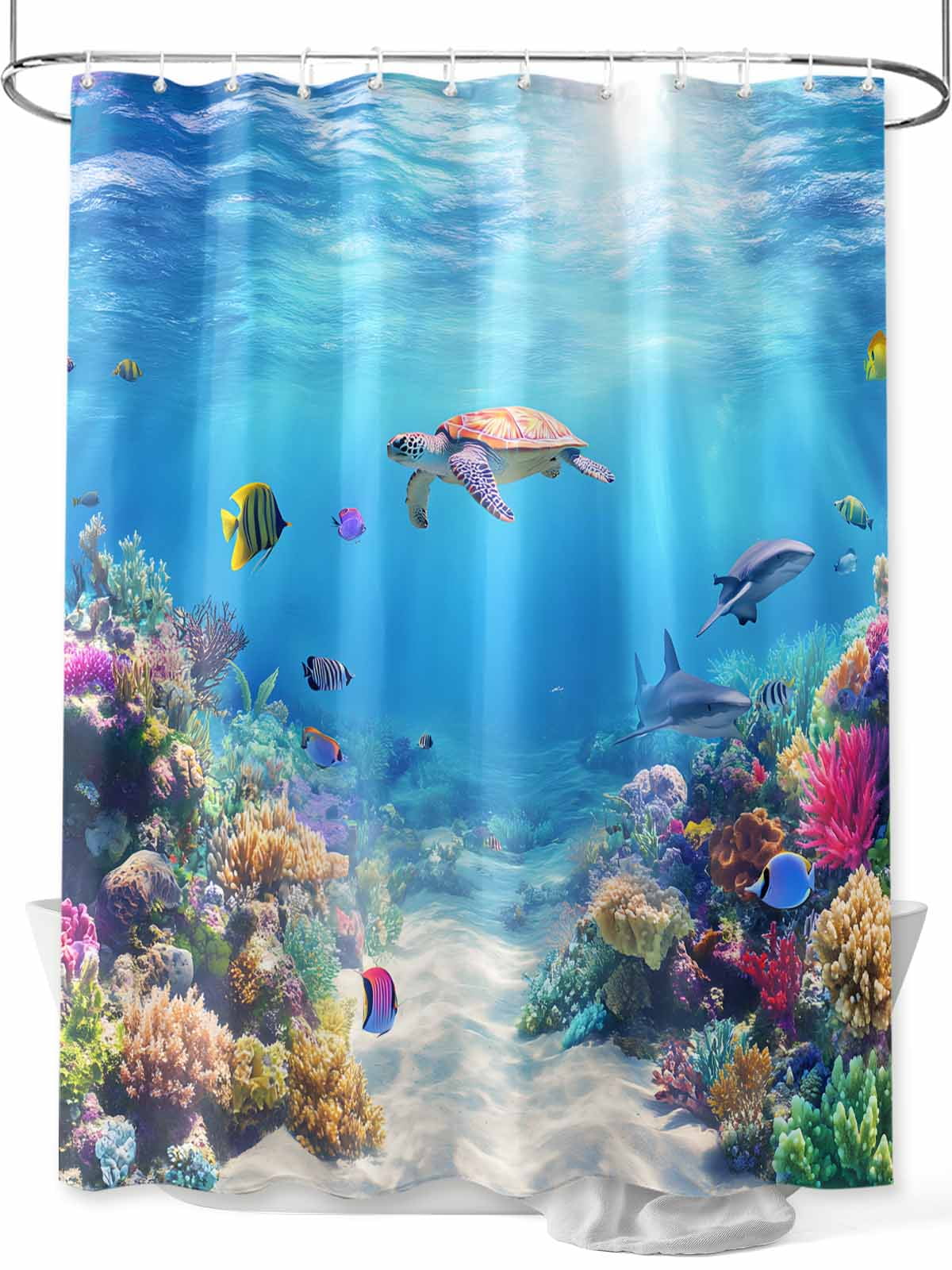 Fsddascl Ocean Turtle Shower Curtain Set - 66" x 72" Washable Bathtub ...