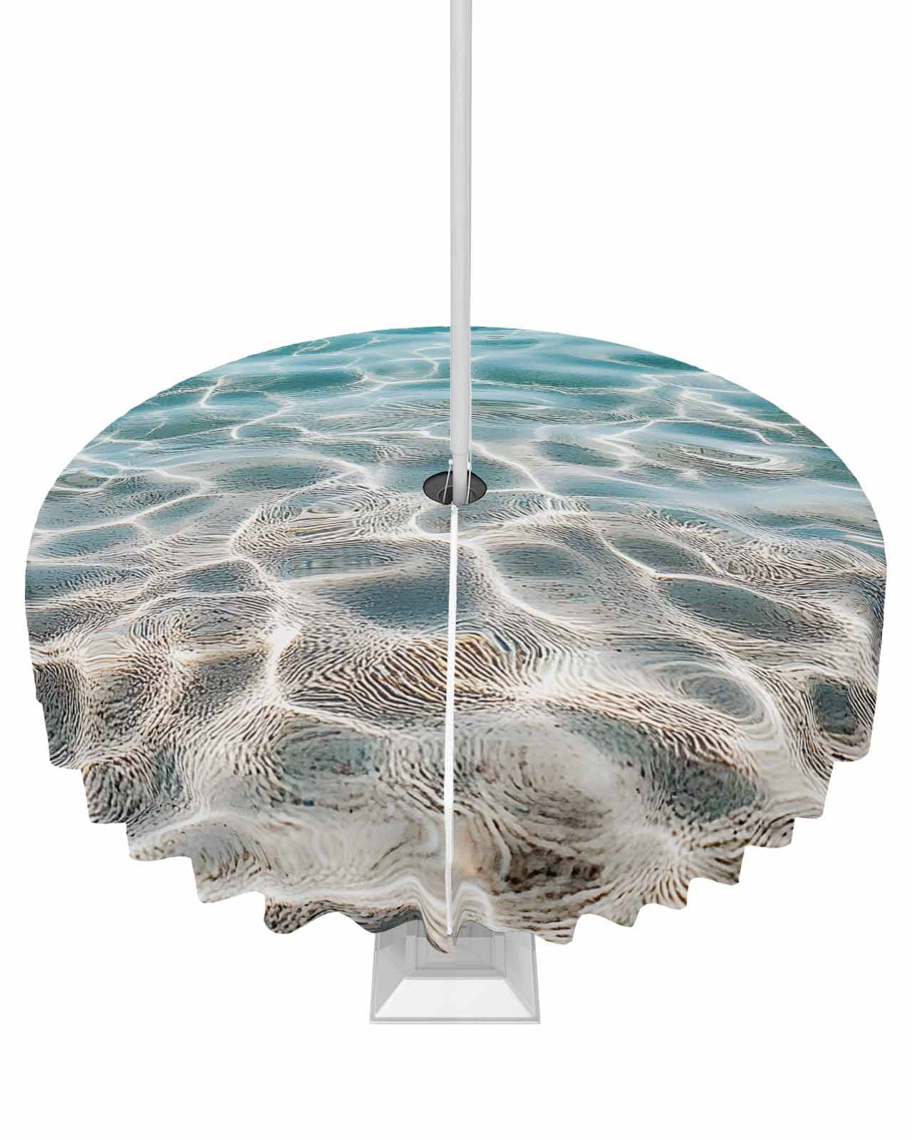 Fsddascl Ocean Water Ripple Outdoor Tablecloth - 60 Inch Round Dining ...