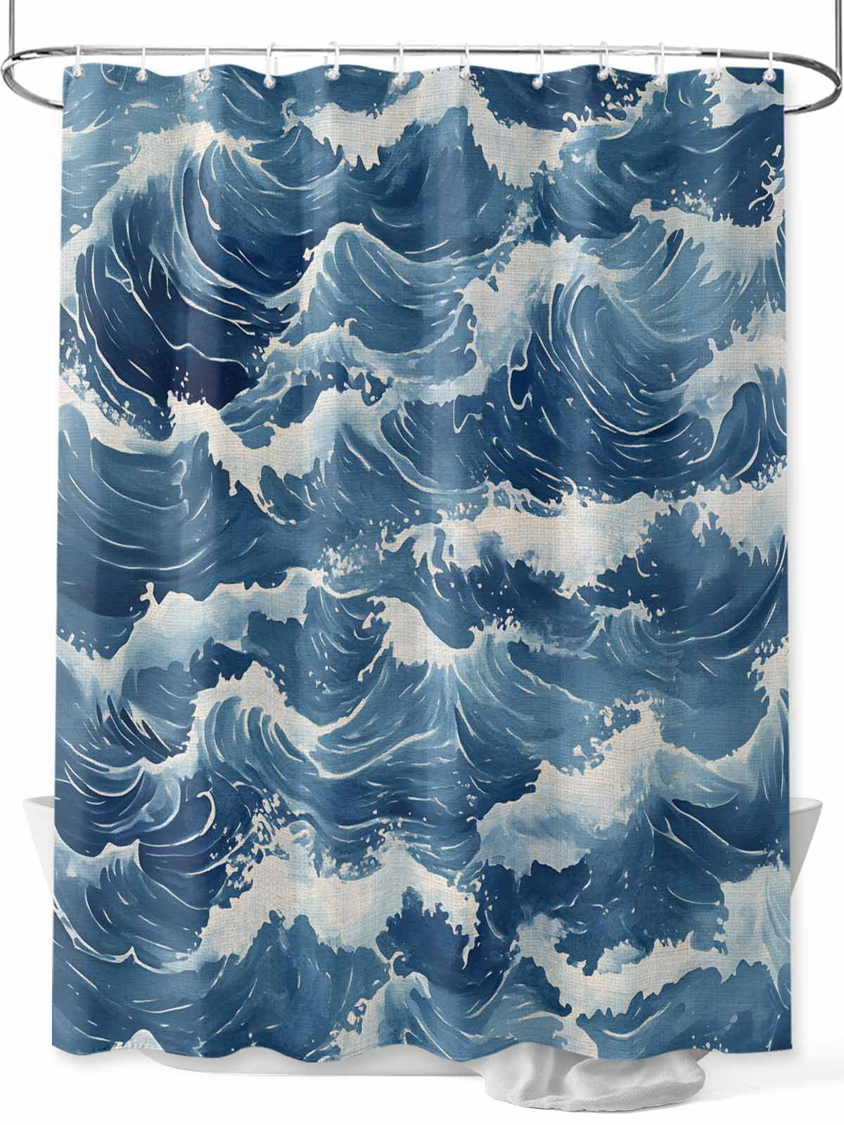 Fsddascl Ocean Waves Shower Curtain Set - 72" x 78" Washable Bathtub ...