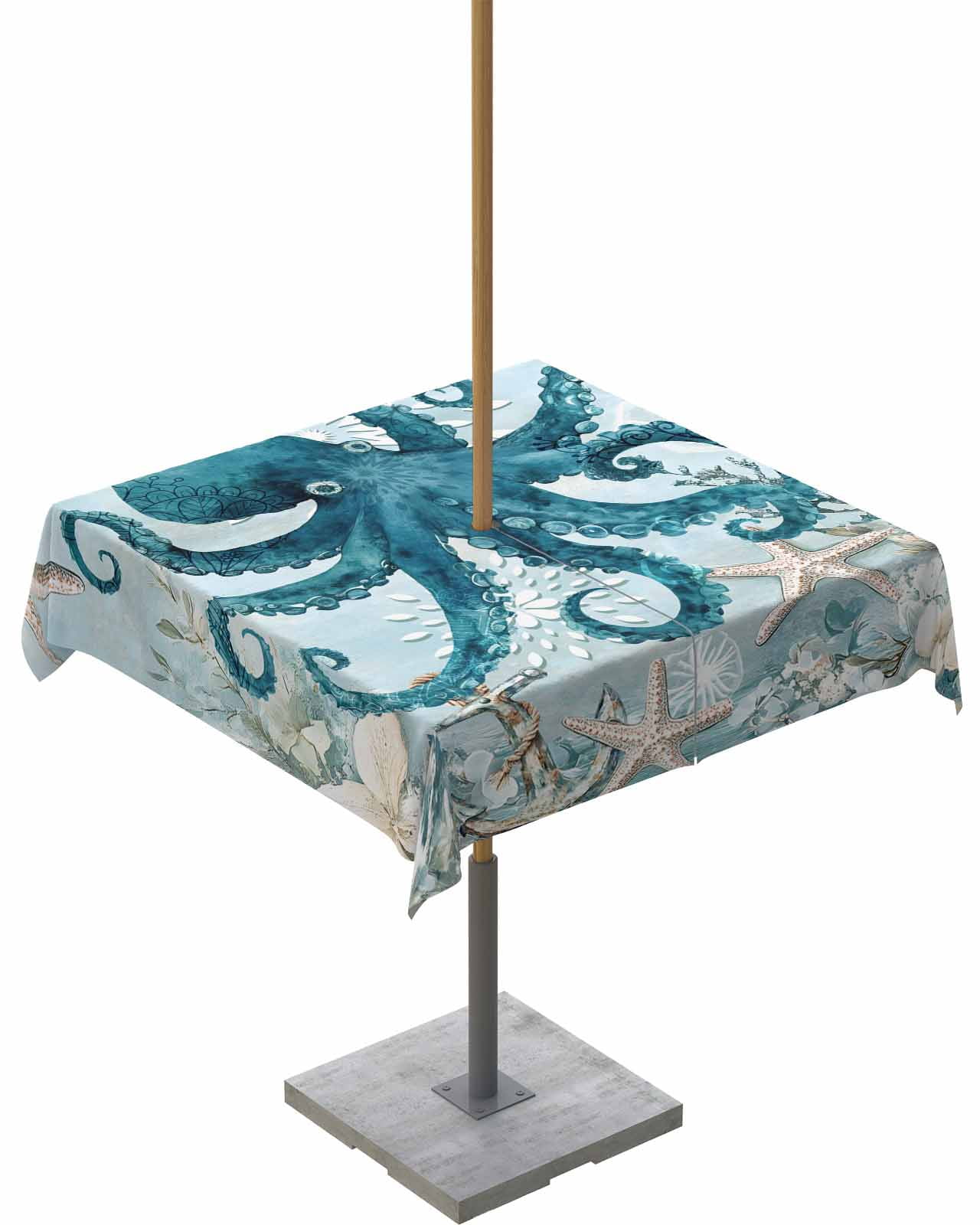Fsddascl Octopus Blue Outdoor Tablecloth - 60x60 Inch Square Dining ...