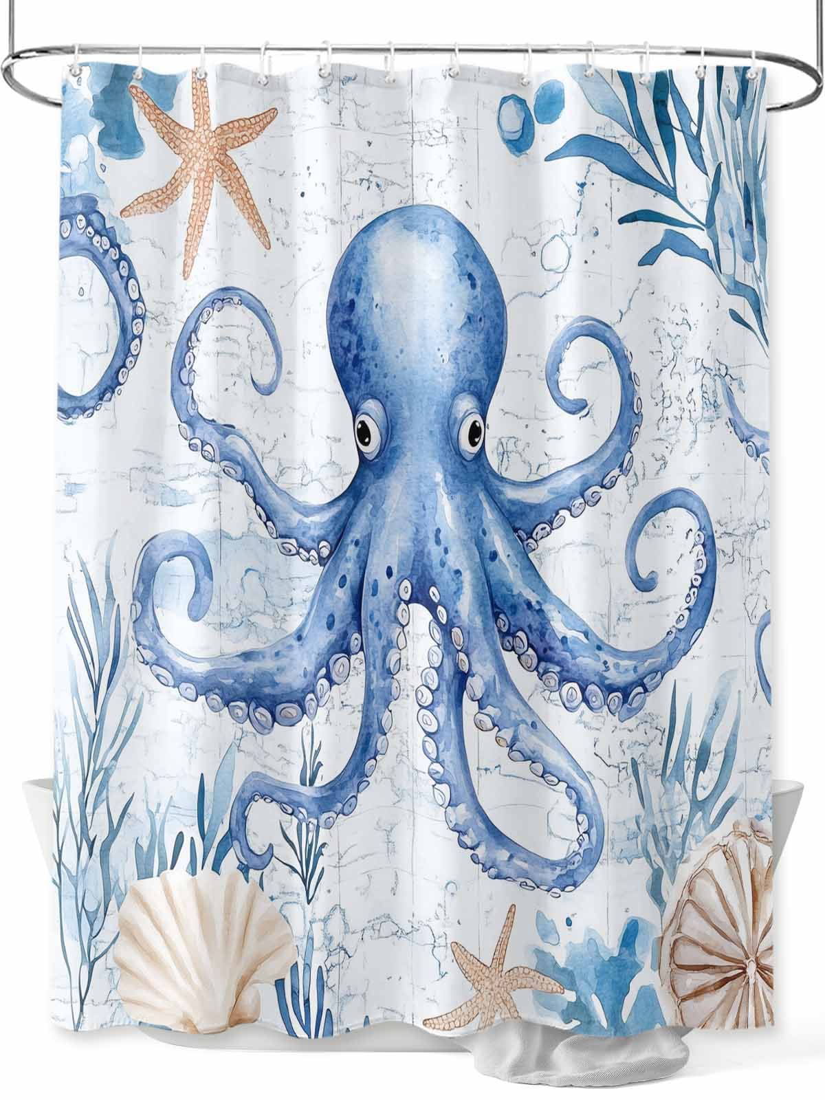 Fsddascl Octopus Coastal Shower Curtain Set - Extra Long 72" x 96 ...