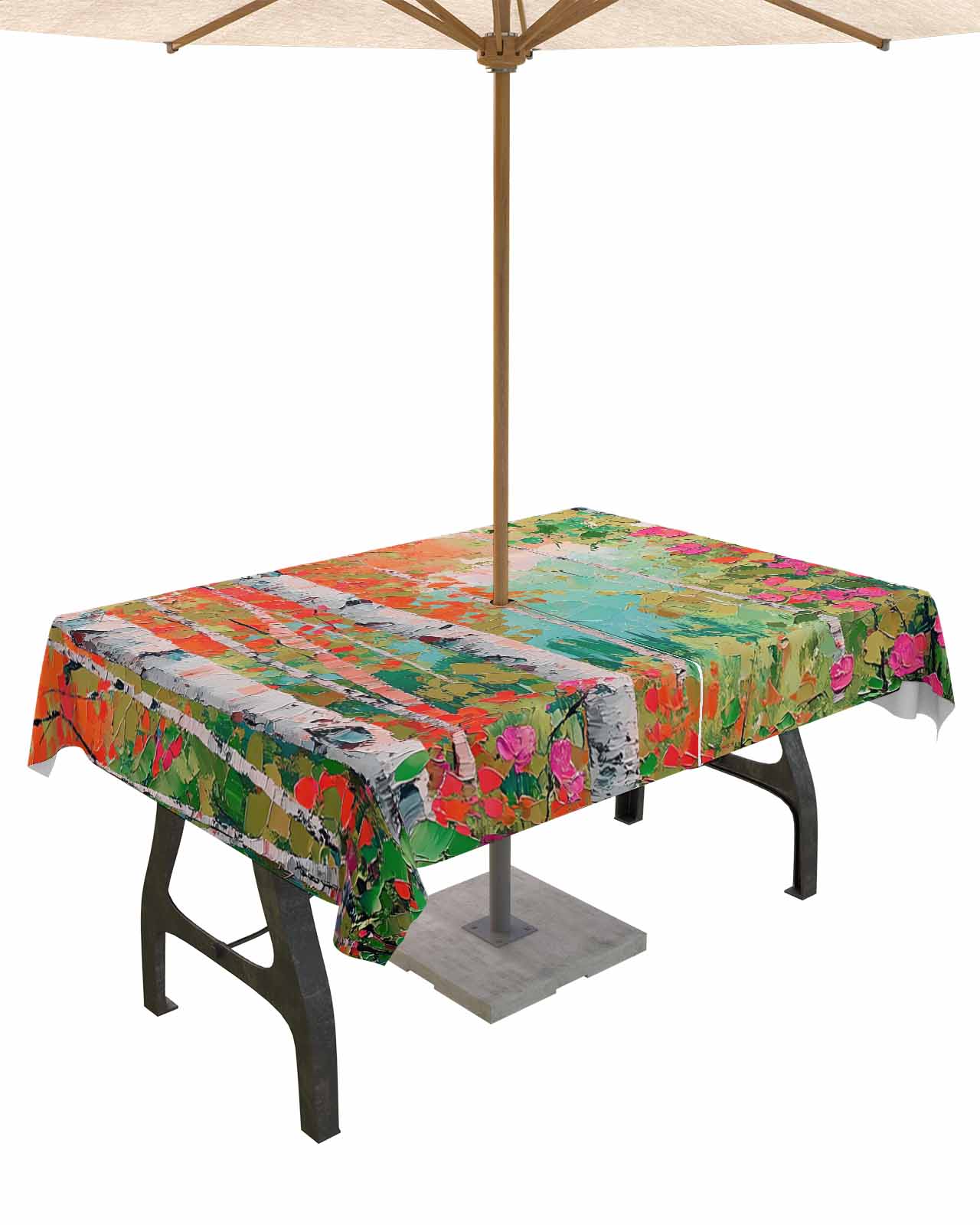Fsddascl Oil Painting Outdoor Tablecloth - 52x70 Inch Dining Table ...