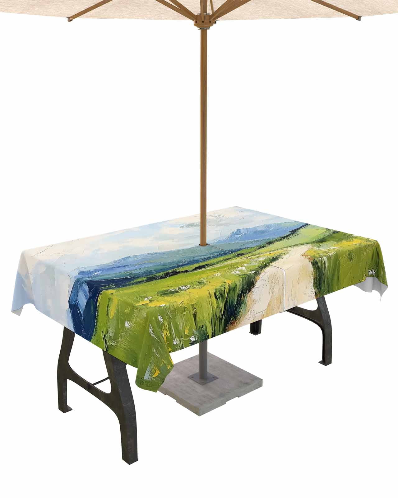 Fsddascl Oil Painting Outdoor Tablecloth - 52x70 Inch Rectangle Dining ...