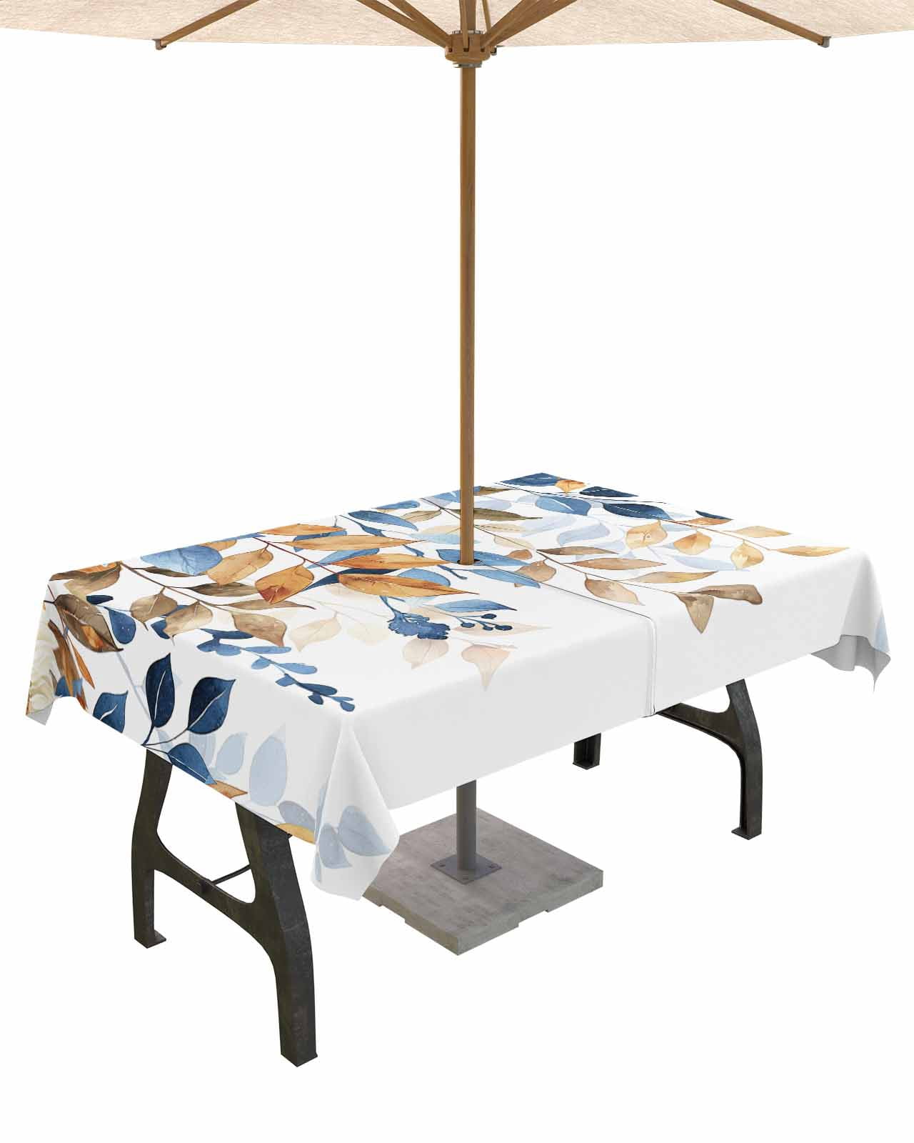 Fsddascl Orange Blue Botanical Outdoor Tablecloth - 60x102 Inch ...