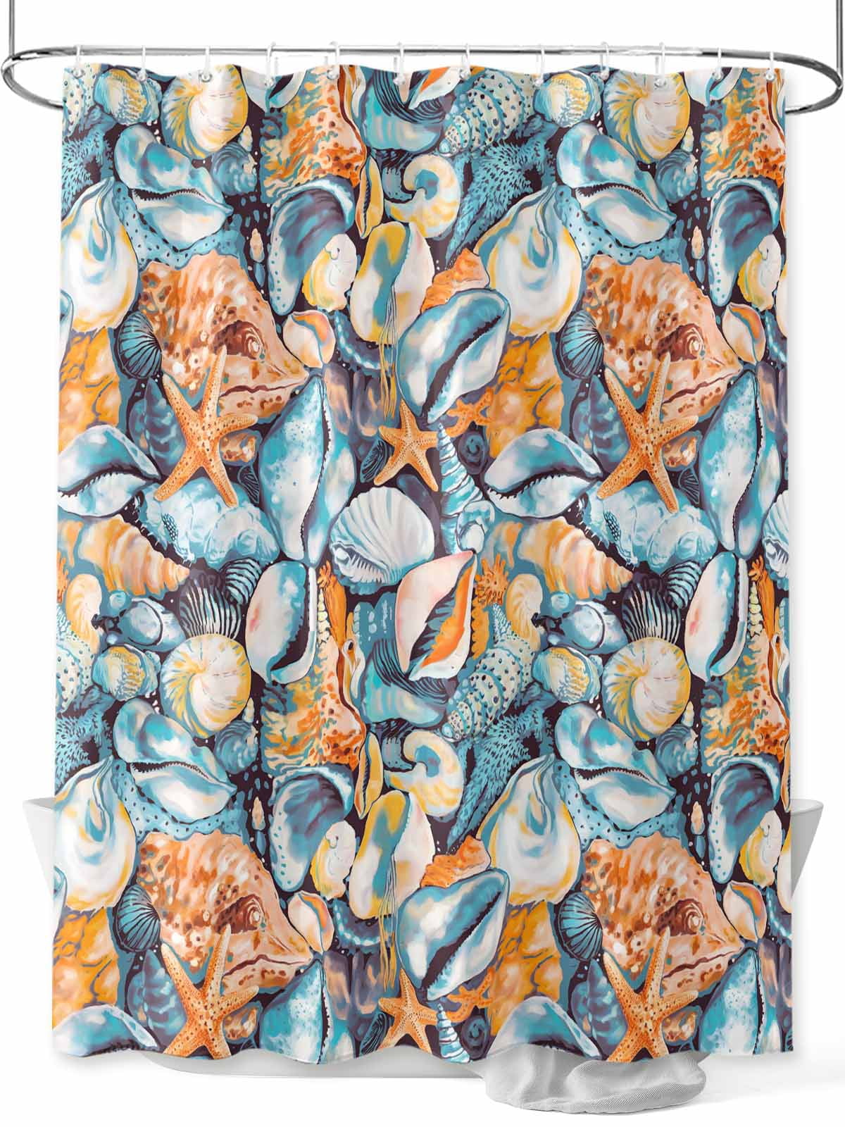 Fsddascl Orange Blue Coastal Shower Curtain Set - 48" x 72" Washable ...