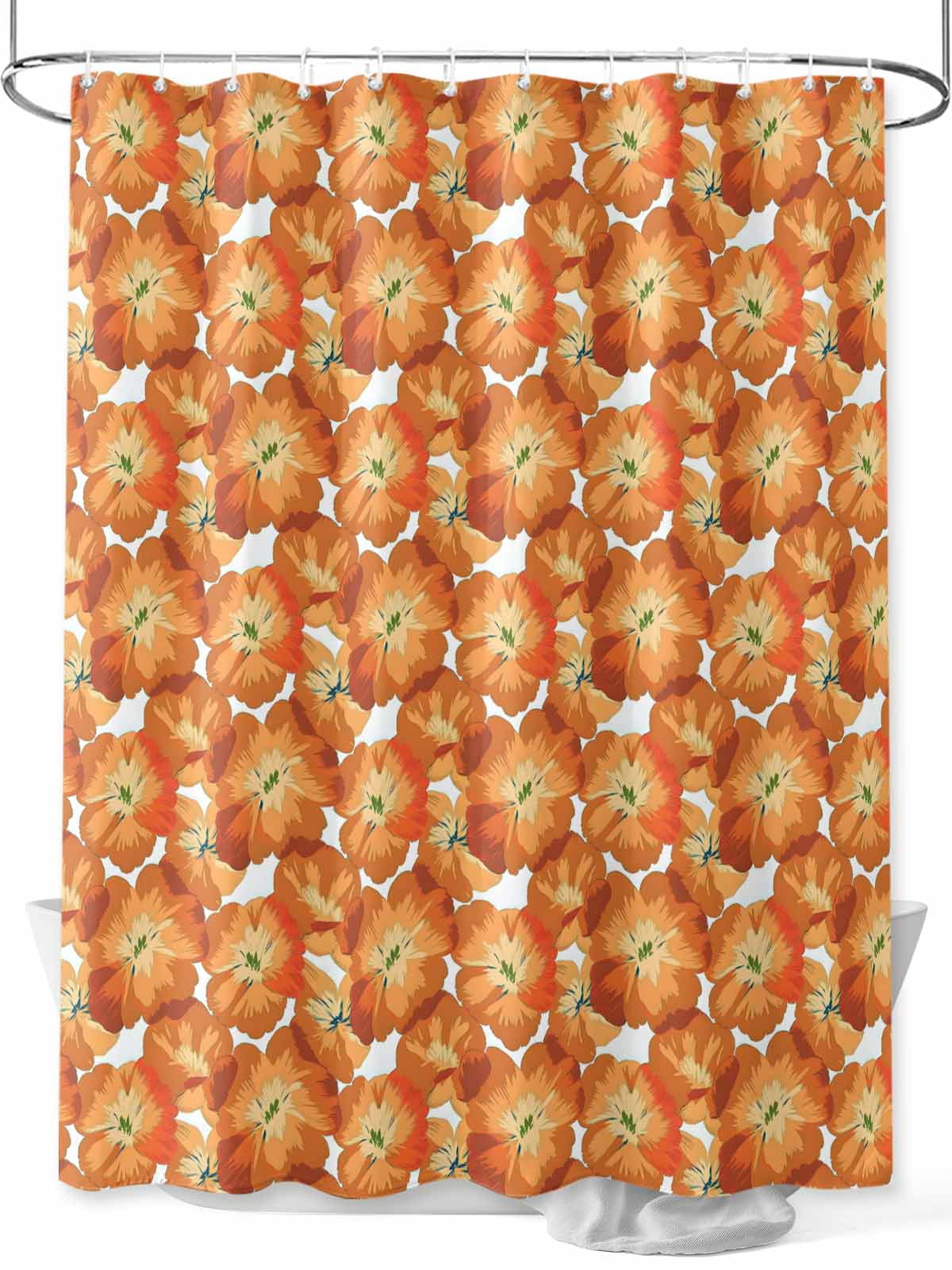 Fsddascl Orange Flowers Shower Curtain Set - Extra Long 72" x 96 ...