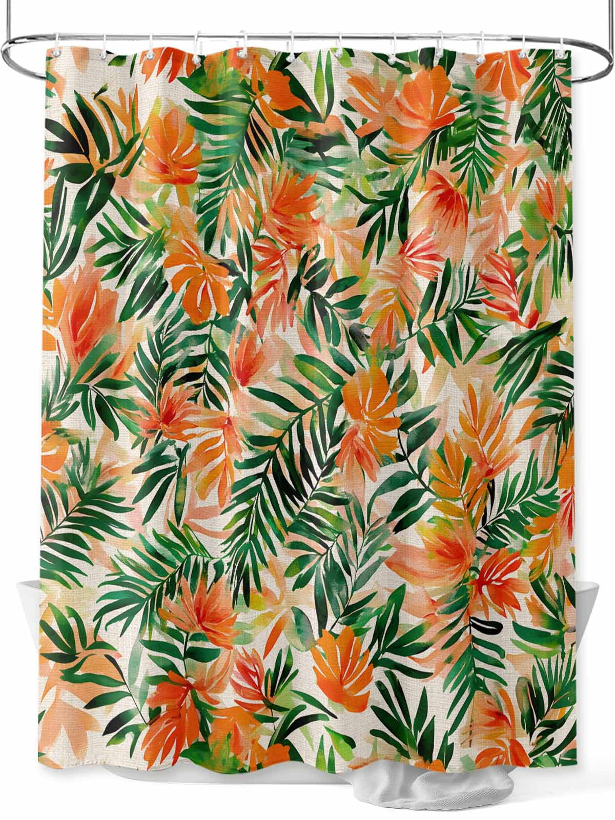 Orange And Green Shower Curtainnull