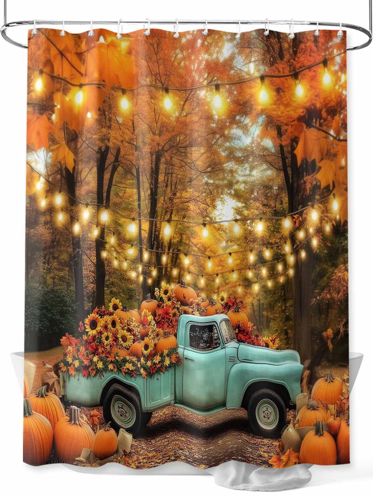 Fsddascl Orange Pumpkin Fall Shower Curtain Set - 72" x 78" Washable ...