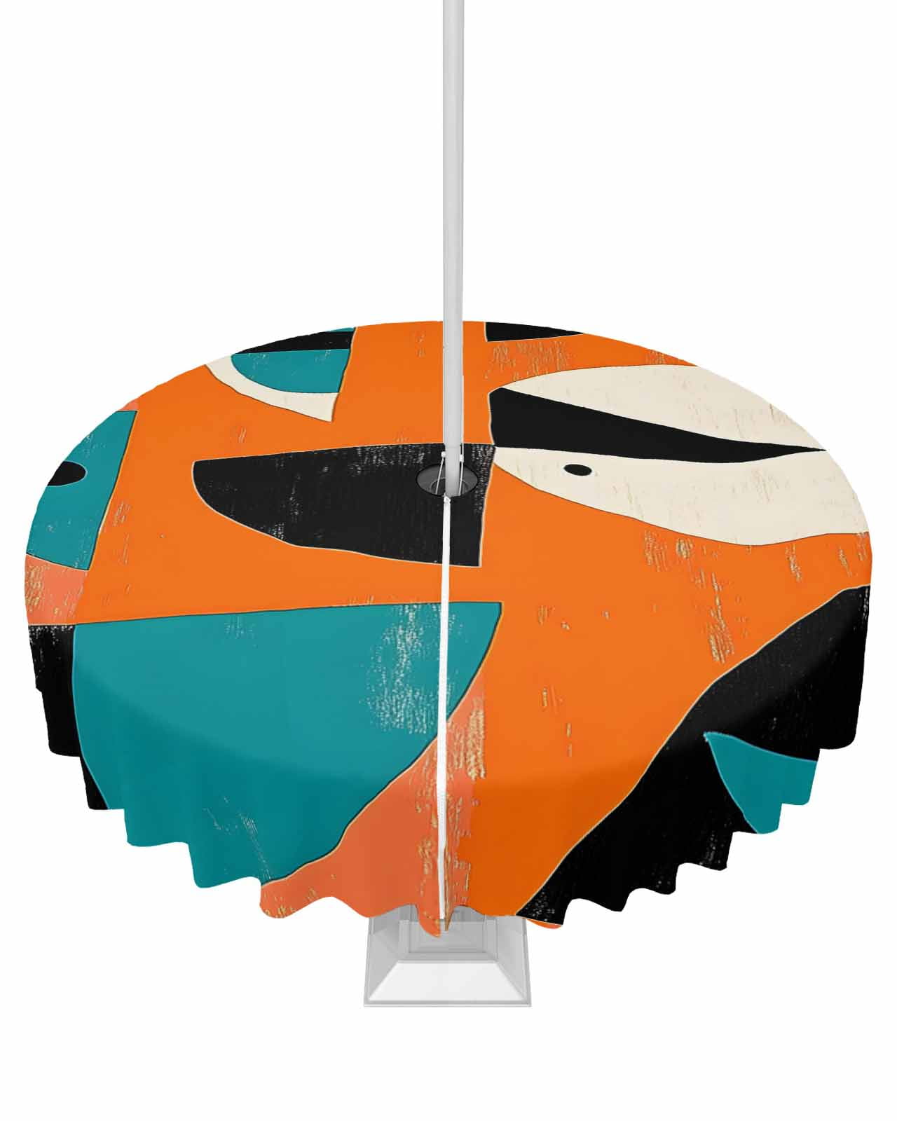 Fsddascl Orange Teal Black Outdoor Tablecloth - 60 Inch Round Dining ...