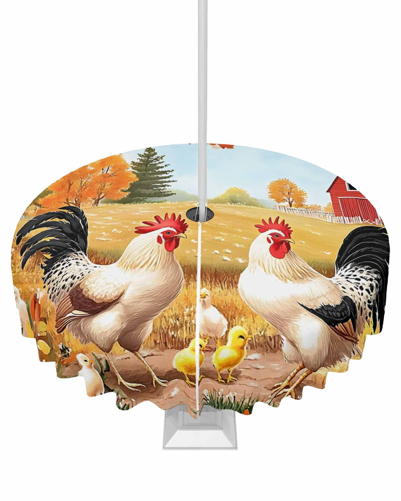 Fsddascl Orange Vintage Rooster Outdoor Tablecloth - 54 Inch Round ...
