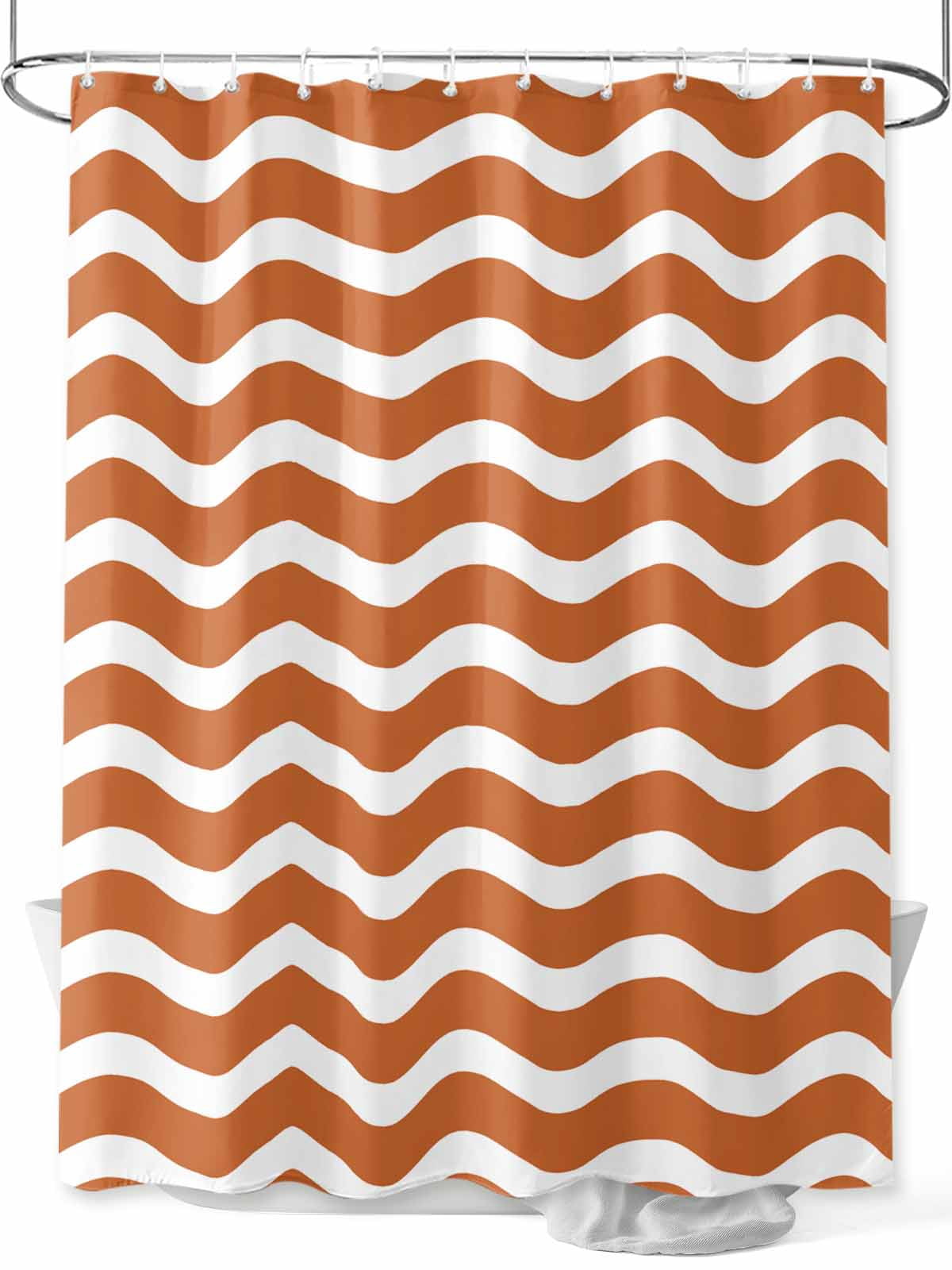Orange And White Shower Curtain