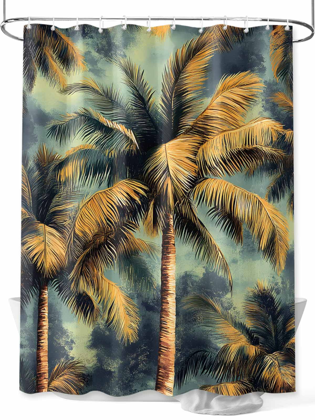 Fsddascl Palm Tree Shower Curtain Set - 66" x 72" Washable Bathtub ...