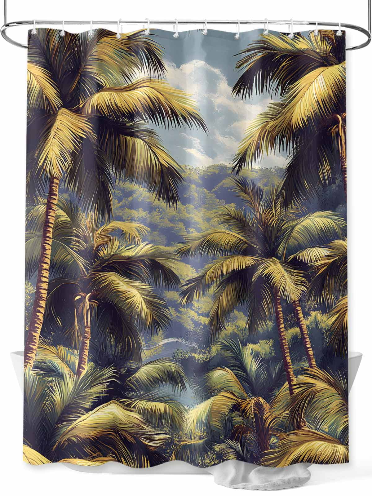 Fsddascl Palm Tree Shower Curtain Set - Extra Long 72" x 96" Washable ...