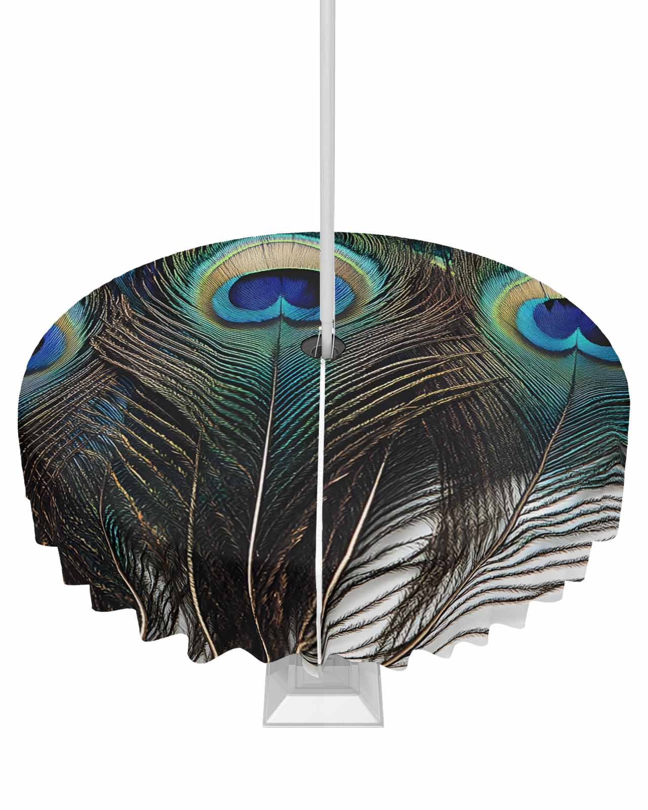 Fsddascl Peacock Feathers Outdoor Tablecloth - 54 Inch Round Dining ...