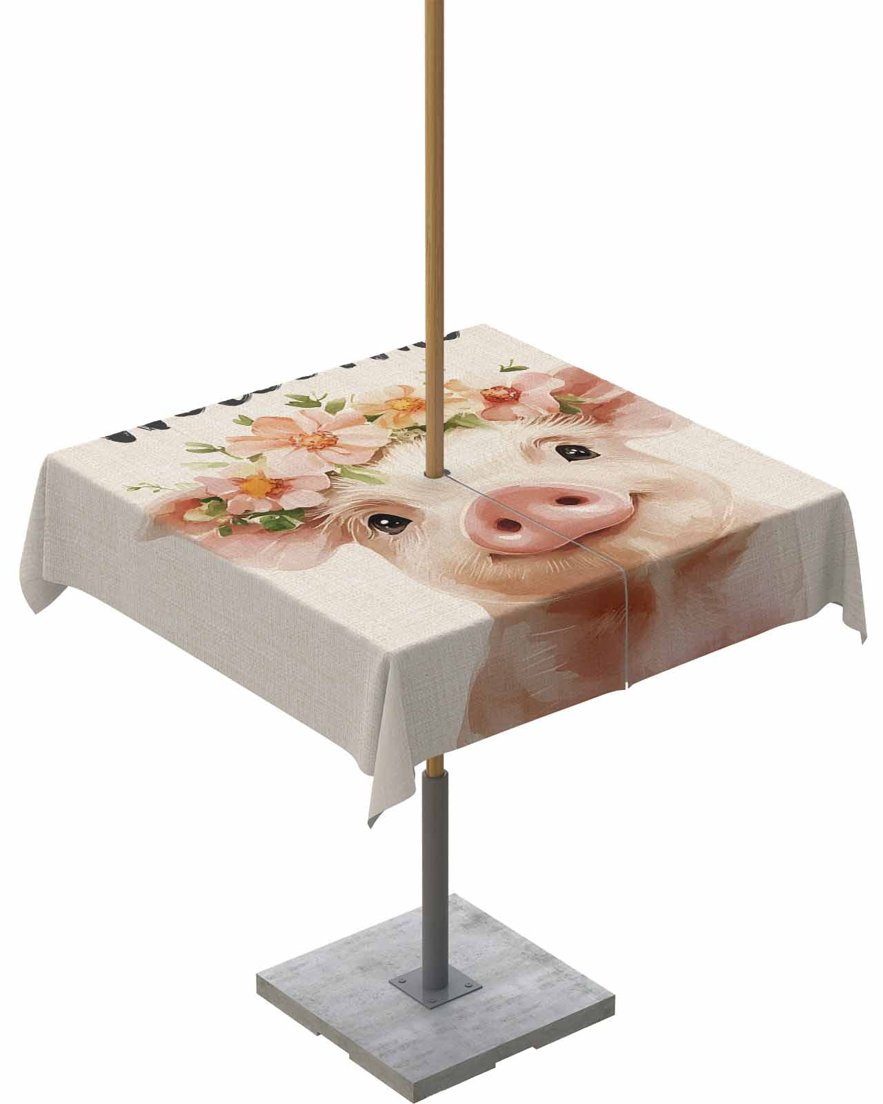 Fsddascl Pig Flower Garland Outdoor Tablecloth - 60x60 Inch Square ...