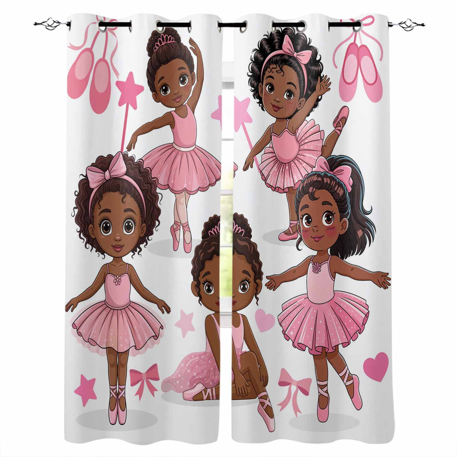 Fsddascl Pink Ballet Dancer Blackout Curtains for Bedroom/Living Room ...