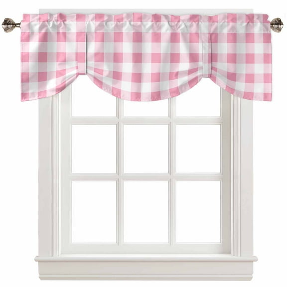 Blue Pink Tie Up Valance Curtains for Windows, Kitchen Curtains Window ...
