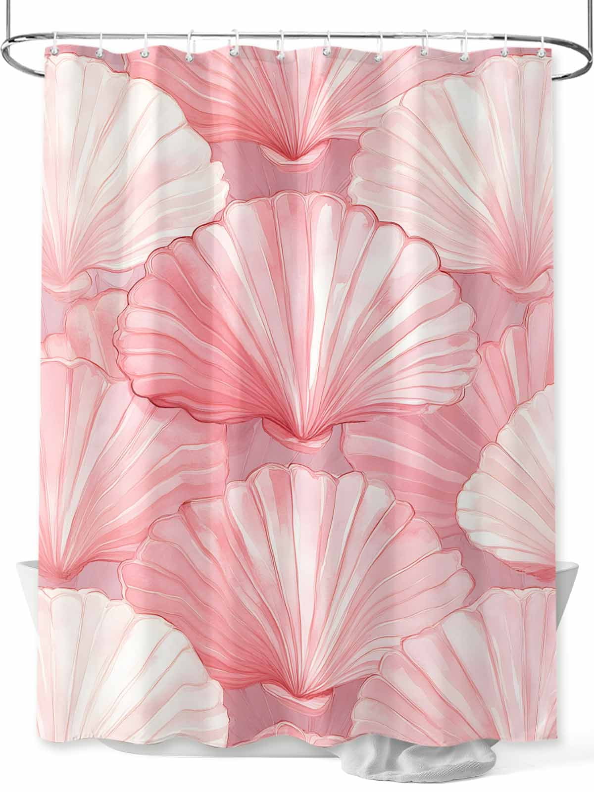 Fsddascl Pink Coastal Shell Shower Curtain Set - 48" x 72" Washable ...