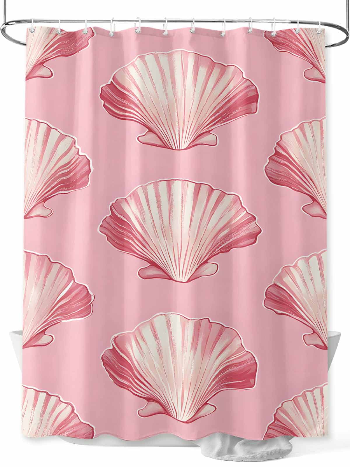 Fsddascl Pink Coastal Shell Shower Curtain Set - 48" x 72" Washable ...